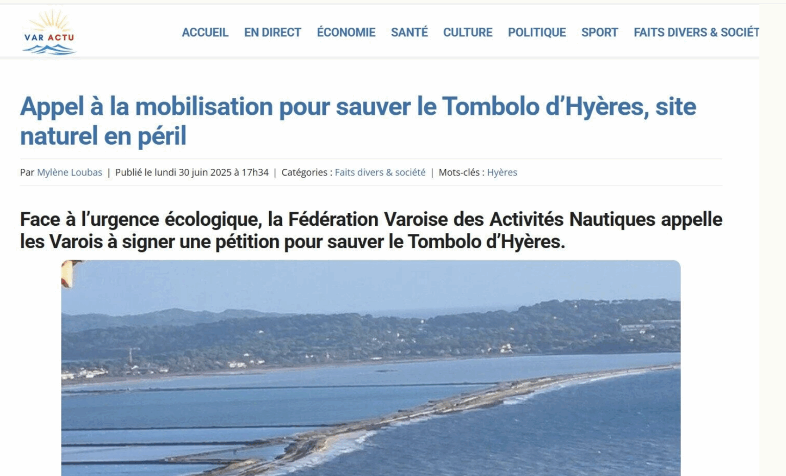 Le Tombolo de Giens à Hyères | Gestion Environnementale de la Mer, des ...